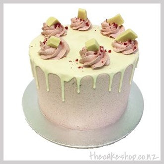 white raspberry cake cart